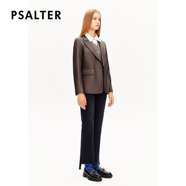 PSALTER Psalm Simple Slim Retro Blazer Leather Jacket Winter Style
