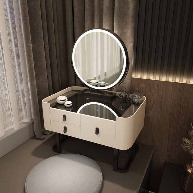 All solid wood high-end bay window dressing table multifunctional black ...