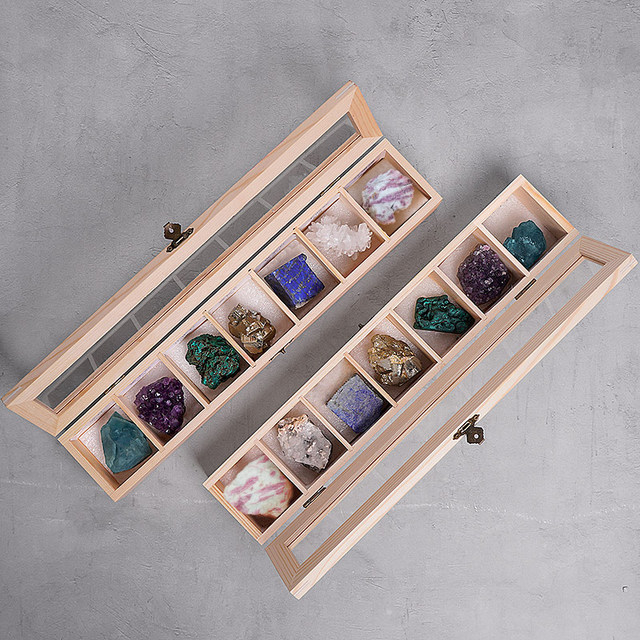 Natural crystal rough seven grid ore ore box amethyst blue fluorine ...
