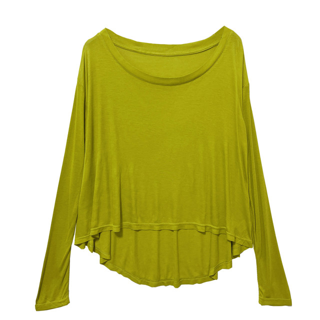 ENEY real shot of short front and long soft cotton drooping T-shirt for ...