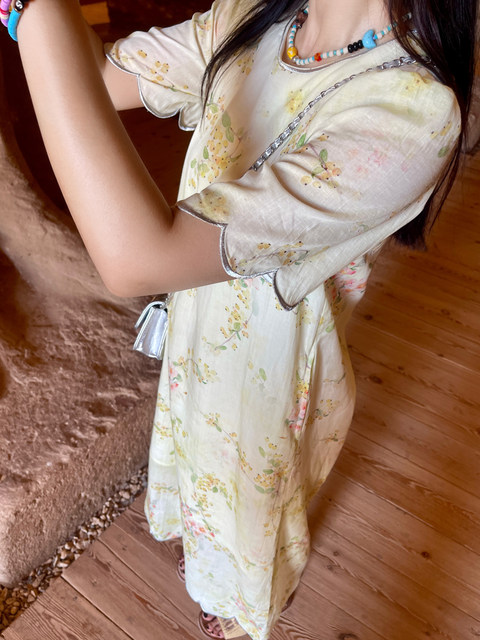 heidy Heidi Temple Journey Tensi Ramie Printed Embroidery Dress Silver ...