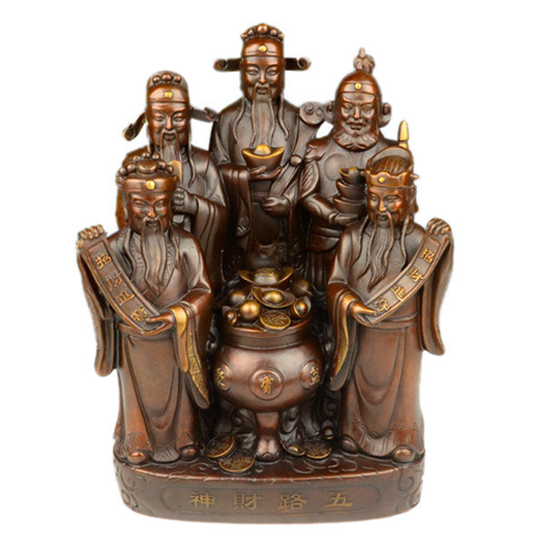 God of Wealth large copper God of Wealth Buddha statue brass five-way ...