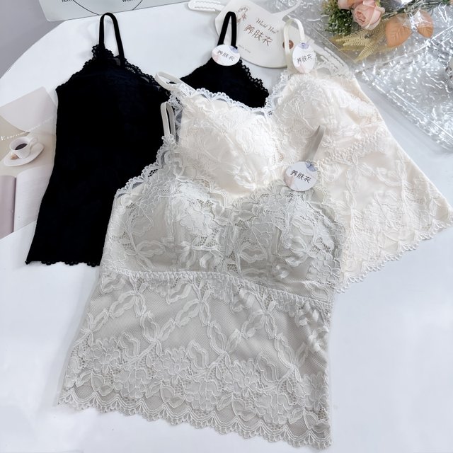 Skin nourishing clothes, autumn and winter brushed lace back sling ...