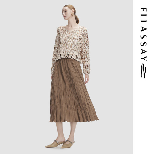 ELLASSAY 25 Spring and Summer New Cotton Hollow Beads Two-Piece Sweater ...
