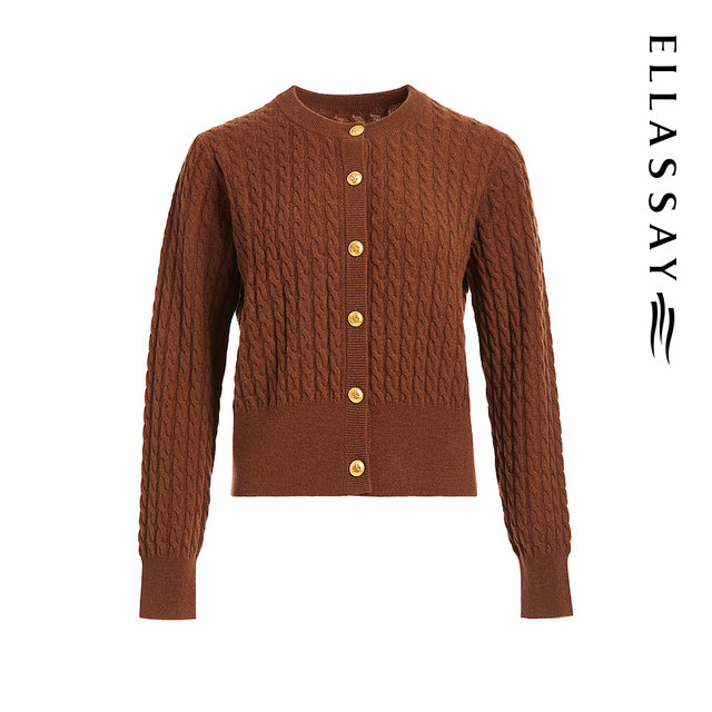 ELLASSAY Autumn and Winter New Wool Cashmere Maillard Blue Sweater Knit ...