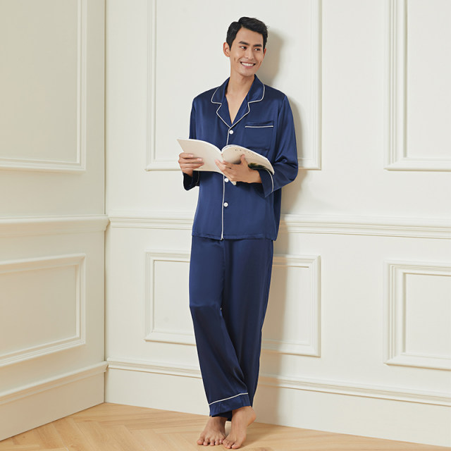 All things Lisang Silk Home Suit 100% Mulberry Silk Men's Comfortable ...