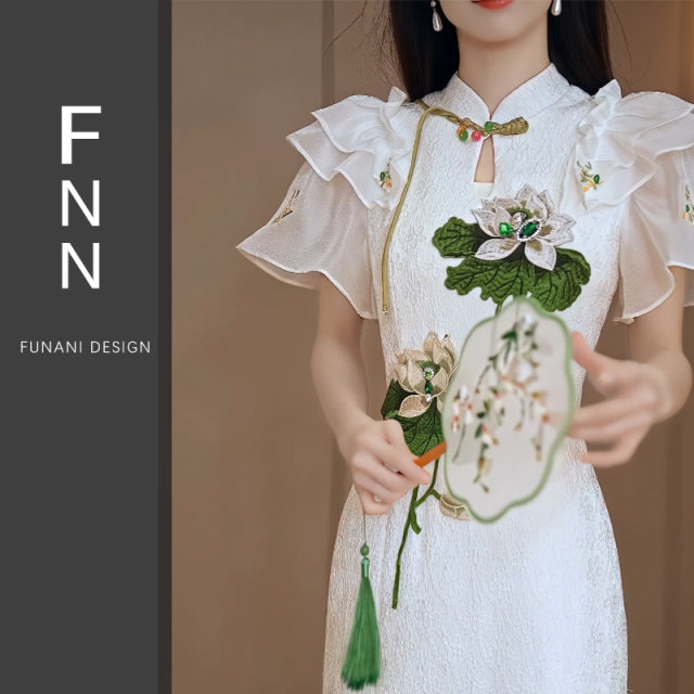 Funani new Chinese style cheongsam dress 2024 summer new heavy industry ...