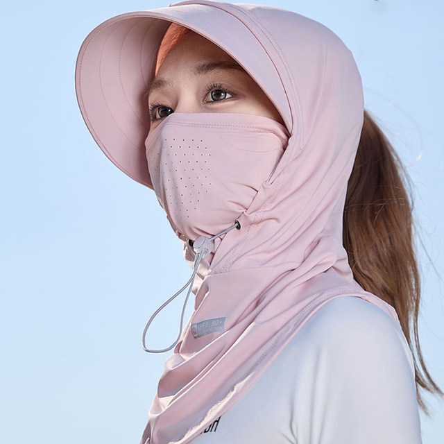 Full-face sun hat Sun hat Summer UV proof outdoor riding breathable sun ...