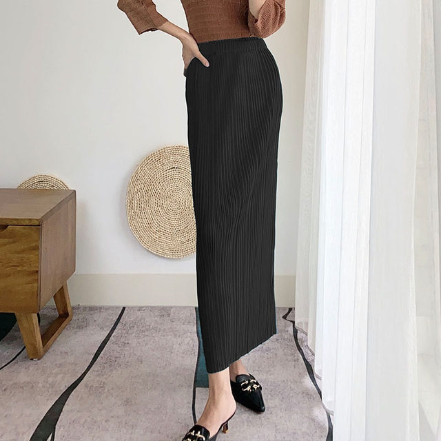 Sanzhai fold straight skirt women's bag hip long skirt summer new ...