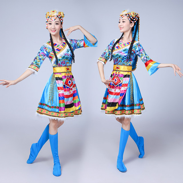 New ethnic minority costumes Mongolian clothing women adult Tibetan square dance water sleeve ...