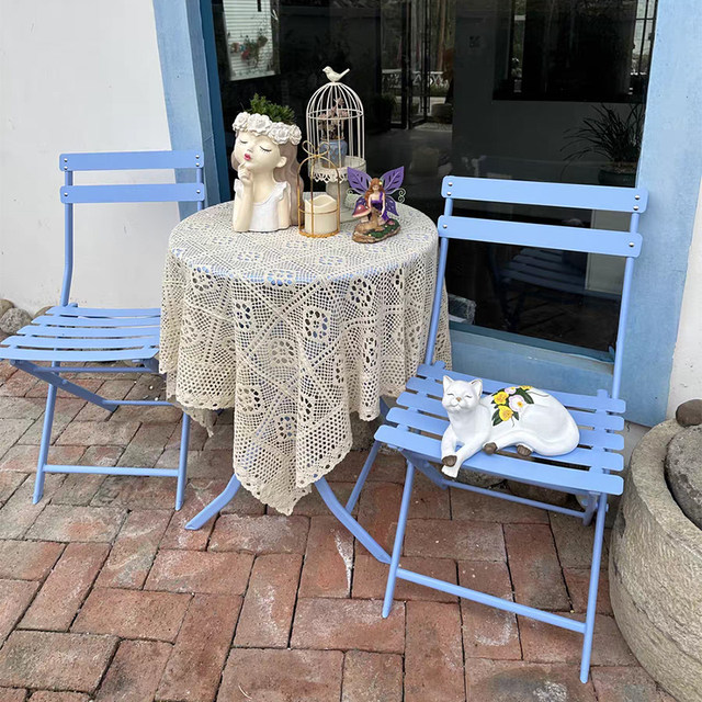 Balcony iron folding small tables and chair net red Douyin three -piece ...