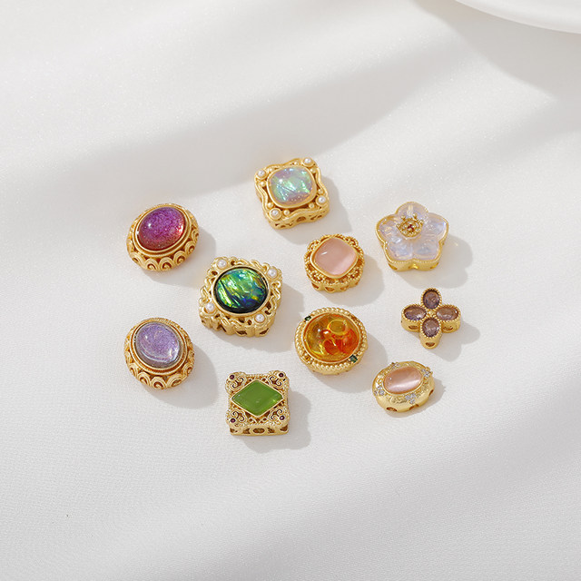 18K matte gold color-protected inlaid with imitation Oper cat eye stone ...