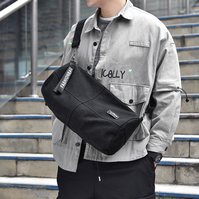 Canvas Bag Men's 2025 New Simple Retro Cylinder Postman Crossbody ...