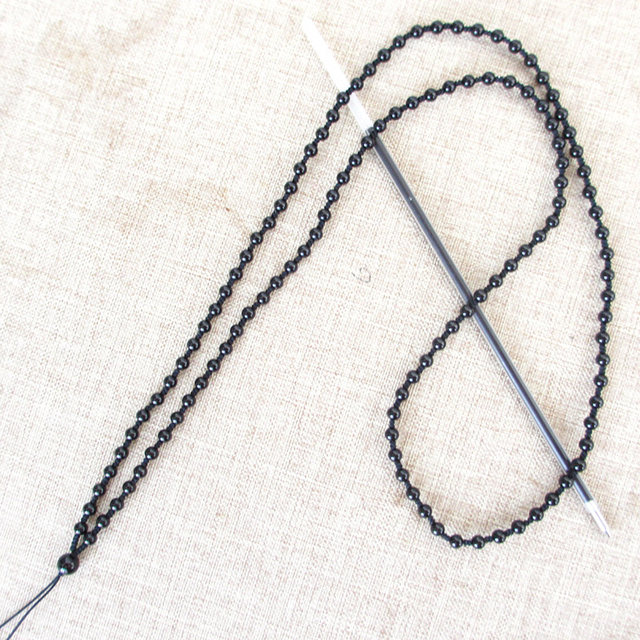 3 mm red agate bead pendant rope long necklace bead chain hand-woven ...