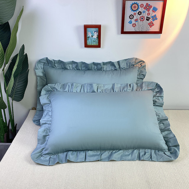 Pair of pure cotton ruffle pillowcases, pillow leather pillowcases ...