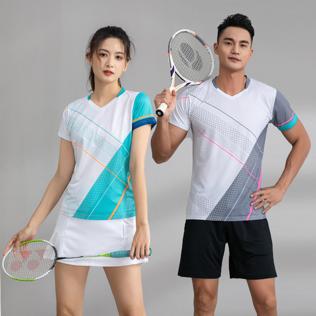 Korean style badminton suit short-sleeved quick-drying mint green tops ...