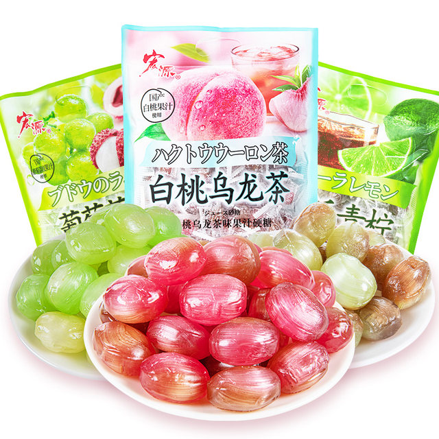 Hongyuan fruit juice hard sugar white peach oolong fruit sugar lime ...