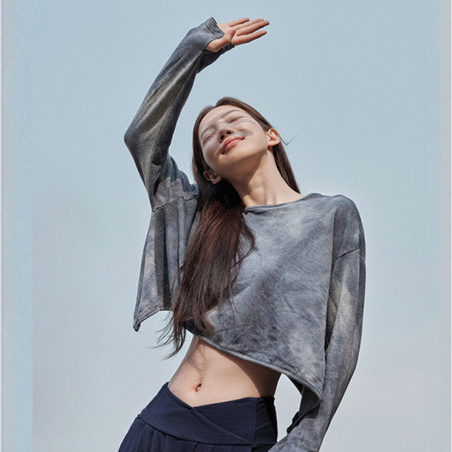 Sexy fitness cover-up tie-dyed outer wear yoga long-sleeved beautiful ...