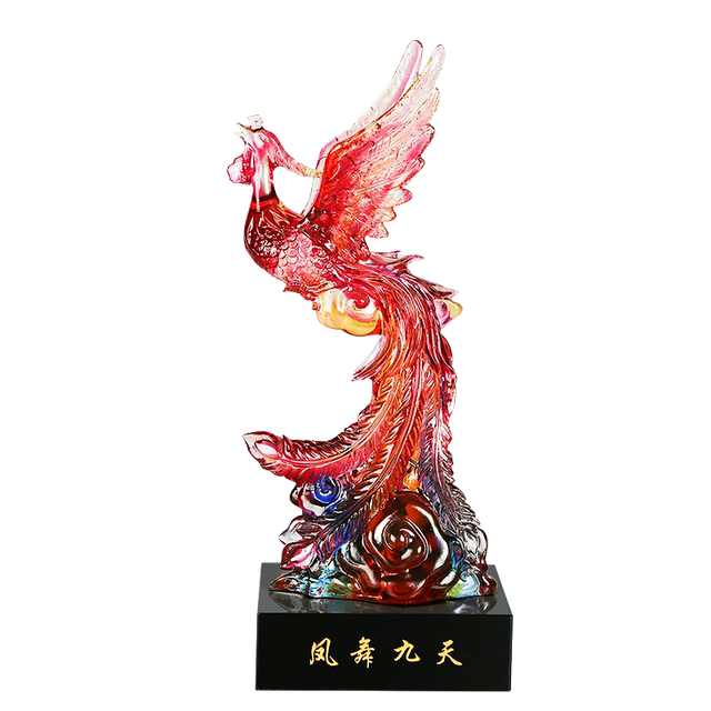 Glaze handicrafts, phoenix dance, nine-day fire phoenix ornaments ...