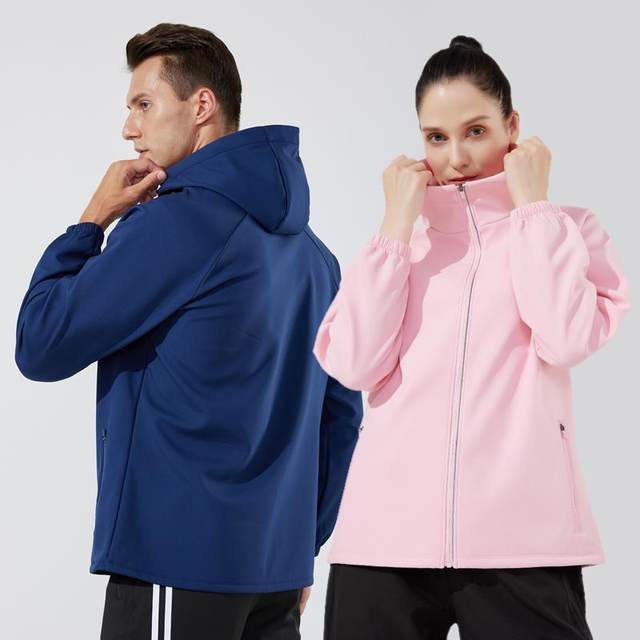 Winter velvet running soft shell jacket for men and women, waterproof ...