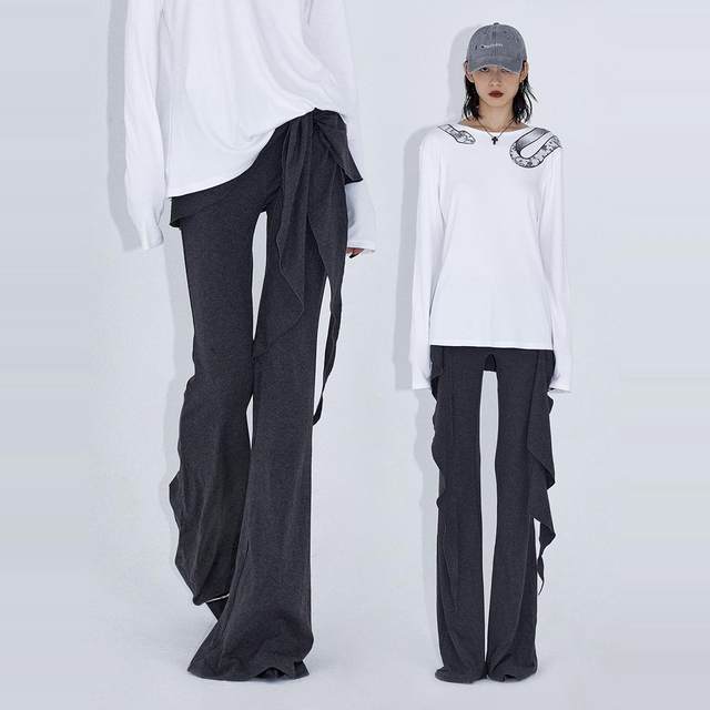 OurHour's fake two pieces of stitching black ruffled border lace ...