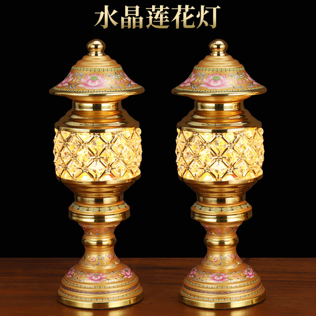 LED new colorful crystal lotus lantern Buddhist temple worship Buddha ...