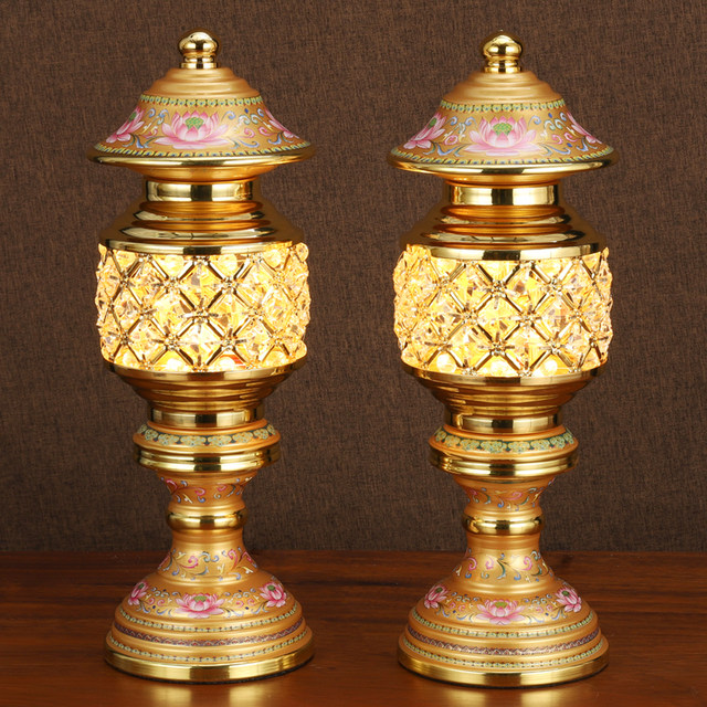 LED new colorful crystal lotus lantern Buddhist temple worship Buddha ...