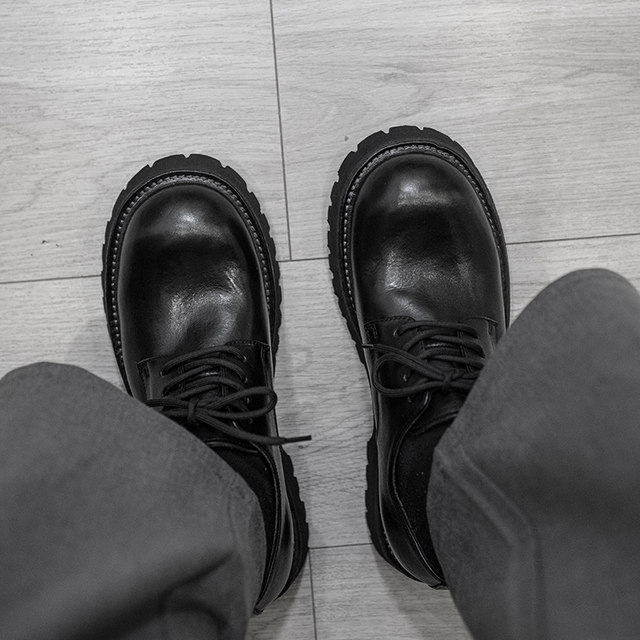 Japanese retro cowhide rounded shoes Personalized tide men's leather ...