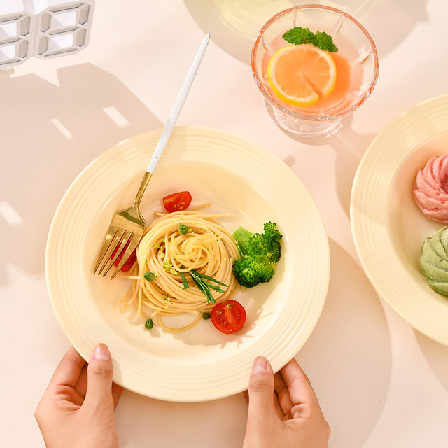 Italian plate straw hat tray steak dining plate high -level sensor ...