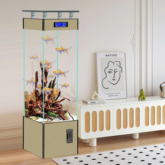 Jinjing ultra-white glass rectangular floor-standing aquarium living ...
