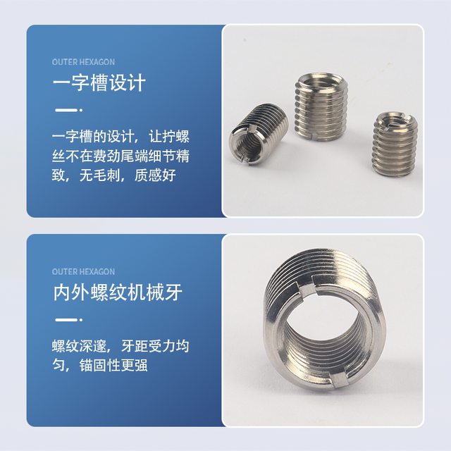Stainless steel slotted internal and external thread nut variable ...
