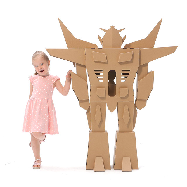 Kindergarten handmade robot carton materials Children can wear mech ...