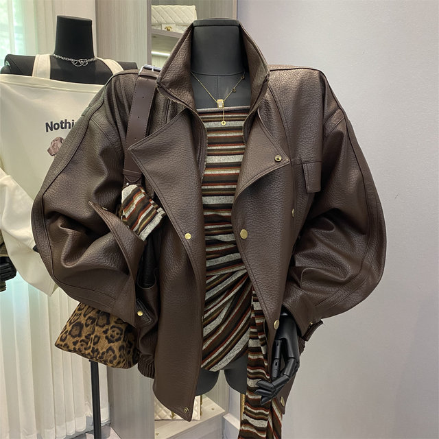 Korean version of the new retro high-quality textured loose leather ...