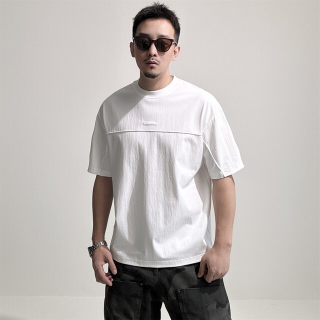 JIDERE Japanese simple segmented design short-sleeved T-shirt for men ...