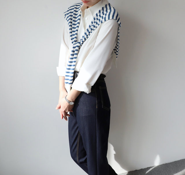 XINER Simple Commuter White Shirt Women's Long Sleeve High Texture Not ...