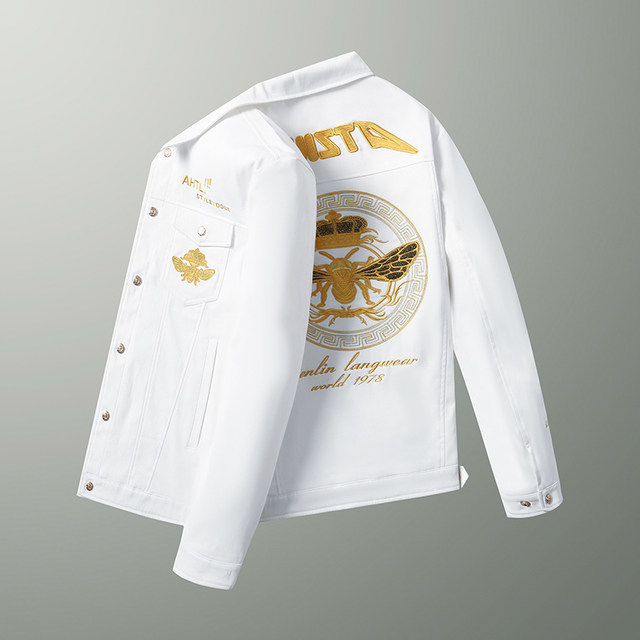 Light luxury = jacket, men's jacket, bee embroidered lapel, spring and ...
