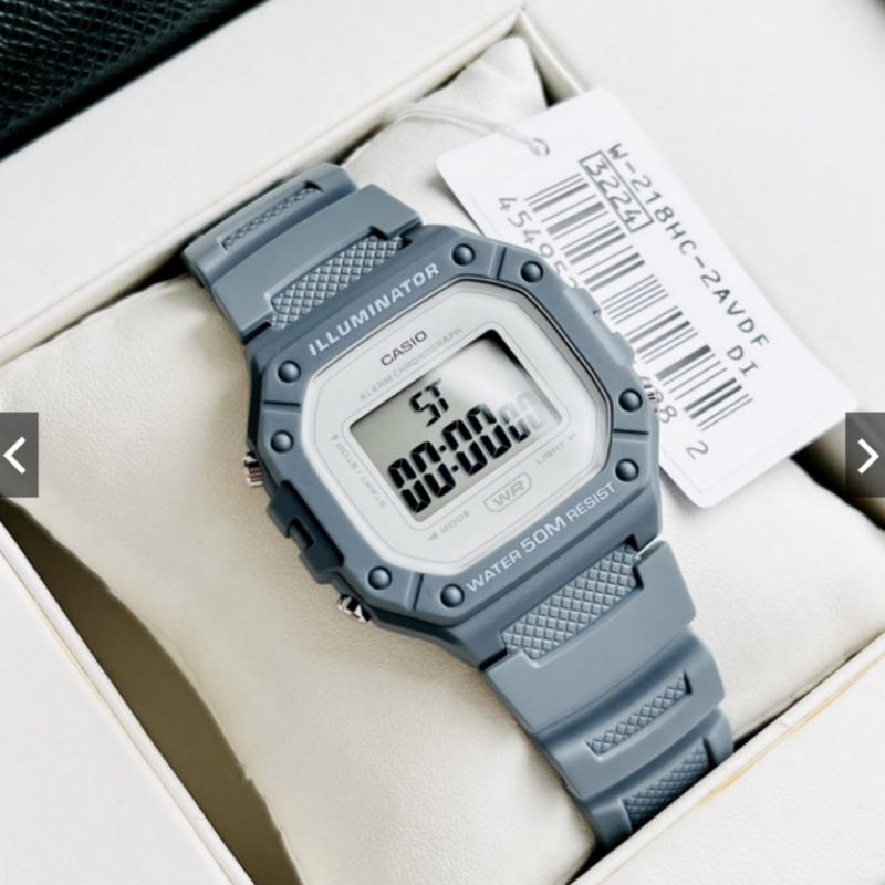 Casio Small Square Electronic Watch W-218HC-4A2 for Couples and Students