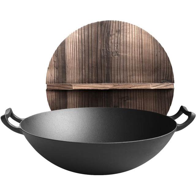 Dianjiang Double-Ear Cast Iron Pot Wok 40cm Old-style Thickened Round ...