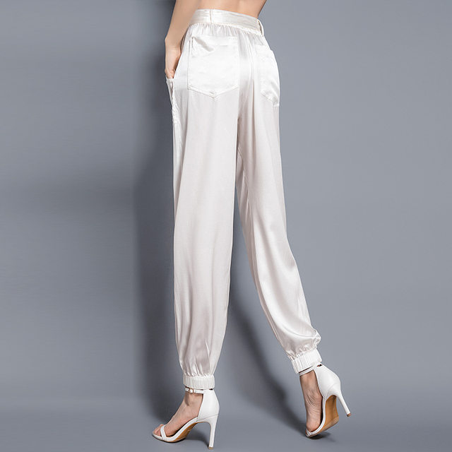 High-end silk bloomers for women's pants for high waist loose silk ...