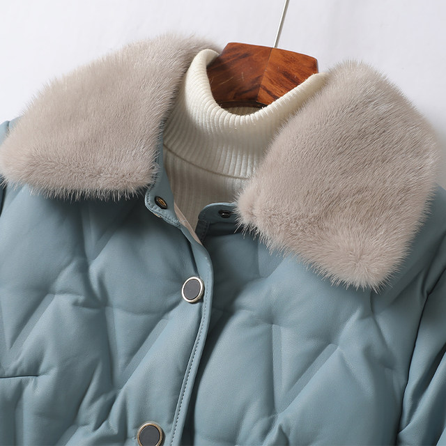 Haining Genuine Leather Jacket Women's Short Mink Fur Collar Korean Style Small Jacket New ...