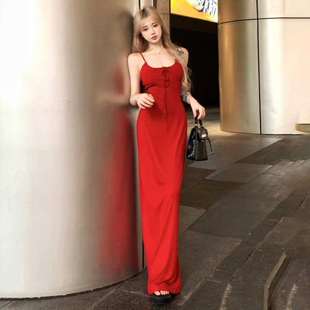 ROCKMORE slim sexy red chest pad suspender skirt showing off body bag ...