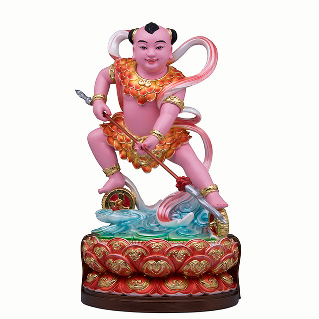 Kangsheng resin painted lotus third prince Nezha Nezha middle altar ...