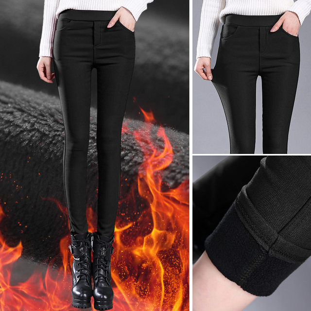 Autumn and winter plus velvet thick wearing leggings long pants elasticity natural waist women's ...