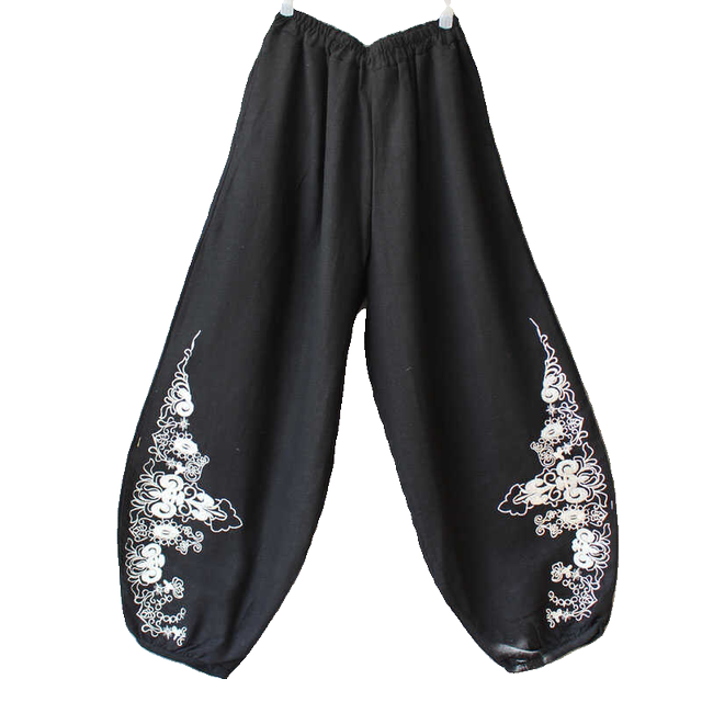 Spring and summer Chinese style cotton and linen loose bloomers men's ...