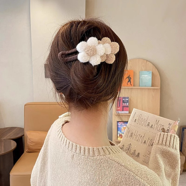 Autumn and winter flower duckbill clip large hairpin women's back hair ...