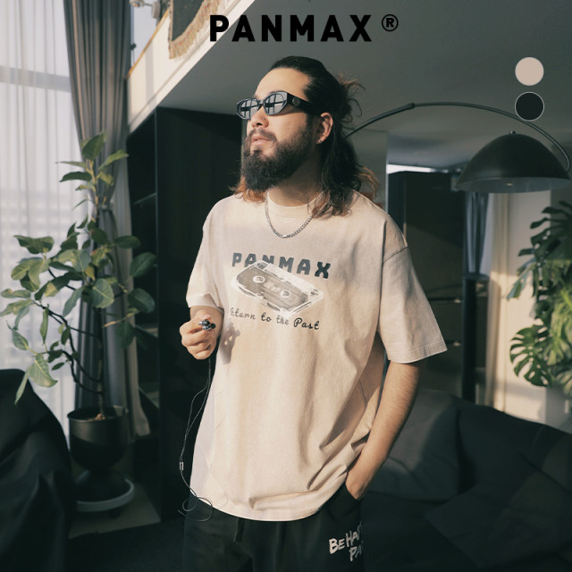 PANMAX trendy brand large size men's clothing American street lazy loose car old printed round ...