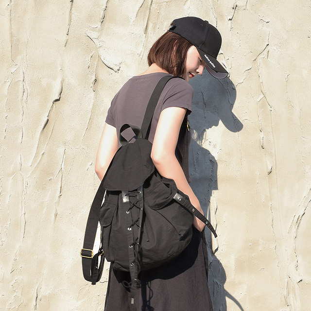 Original canvas backpack INS Women's Tide Bags Policy Base Street ...