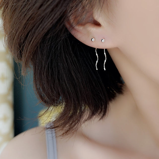 2025 new hot style s925 silver wavy ear wire feminine niche extremely ...