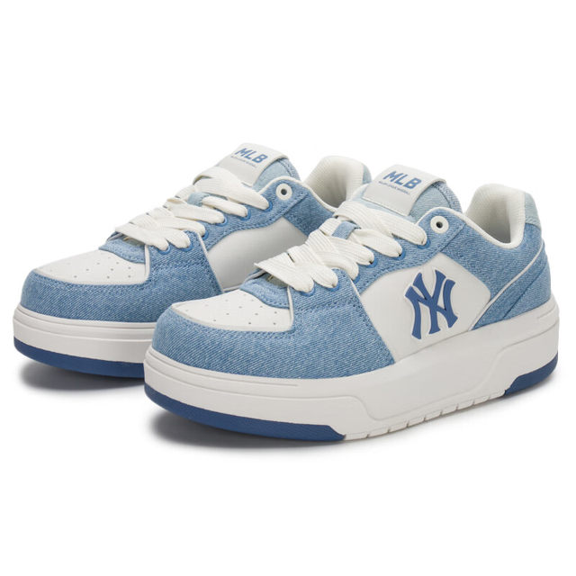 24 new MLB couple sneakers for men and women NY retro imitation denim ...