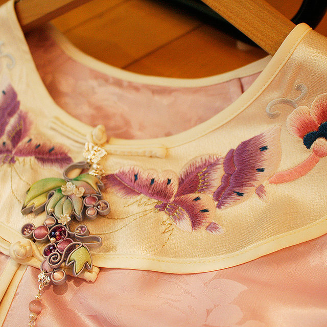 Yiyijia's purple taro cool round neck silk jacquard new Chinese style ...